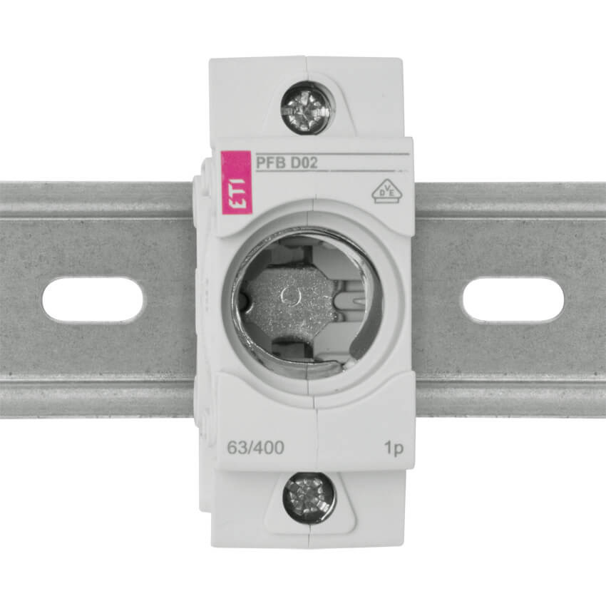 Einbausicherungssockel 1-polig, Doppelfunktions Klemme bis 35 mm² D01 / 16A