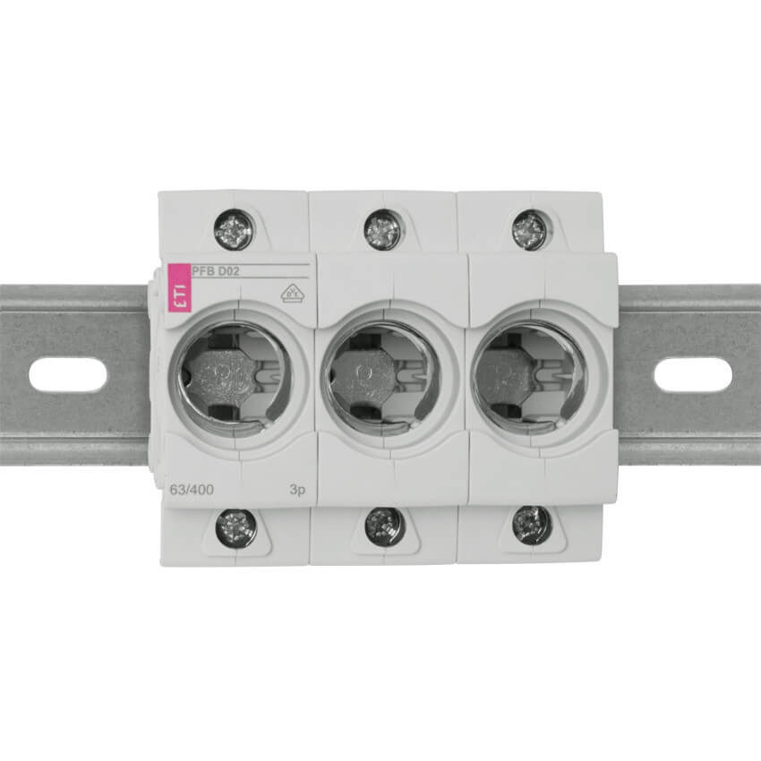 Einbausicherungssockel 3-polig, Doppelfunktions Klemme bis 35 mm² D01 / 16A